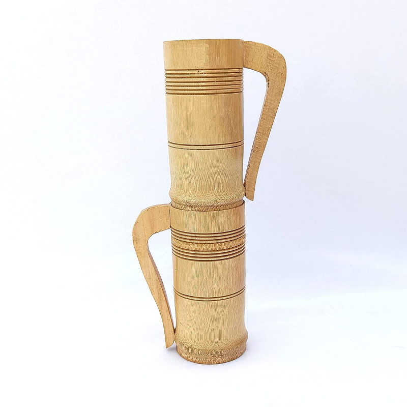 Bamboo Beer Mug ( Combo of 2, 500 ml, Height-15.5 cm , 100% Bamboo )