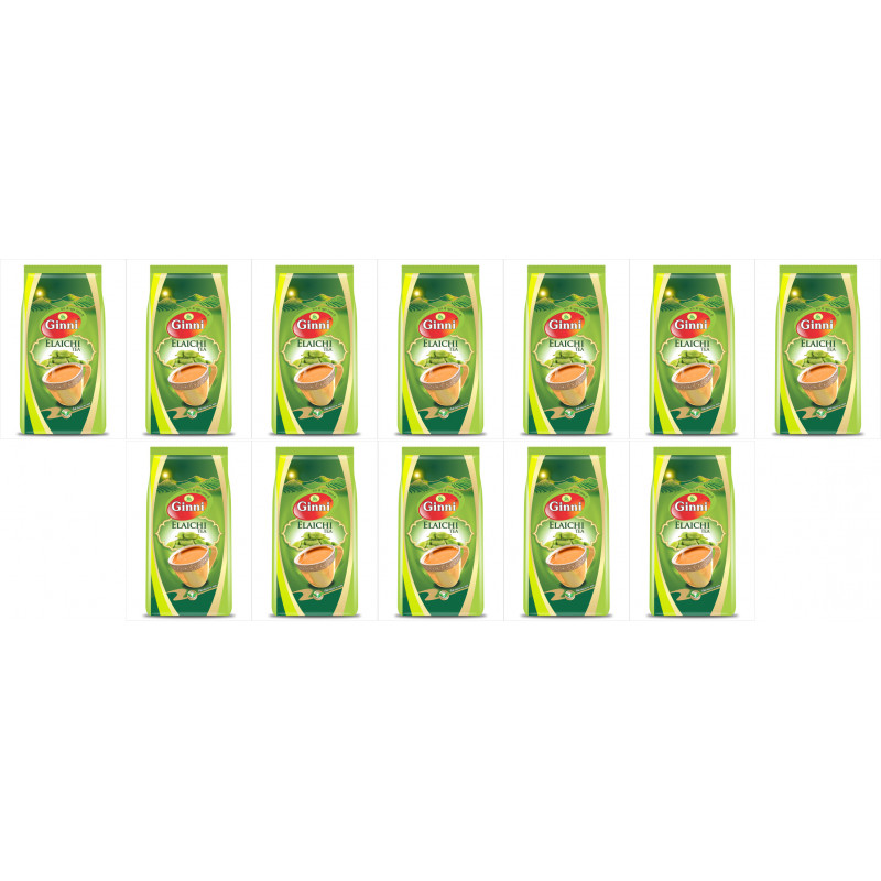 Ginni Elaichi Tea/Cardamom Tea, Made with Real Spices - 2400gms (12 x 200g)