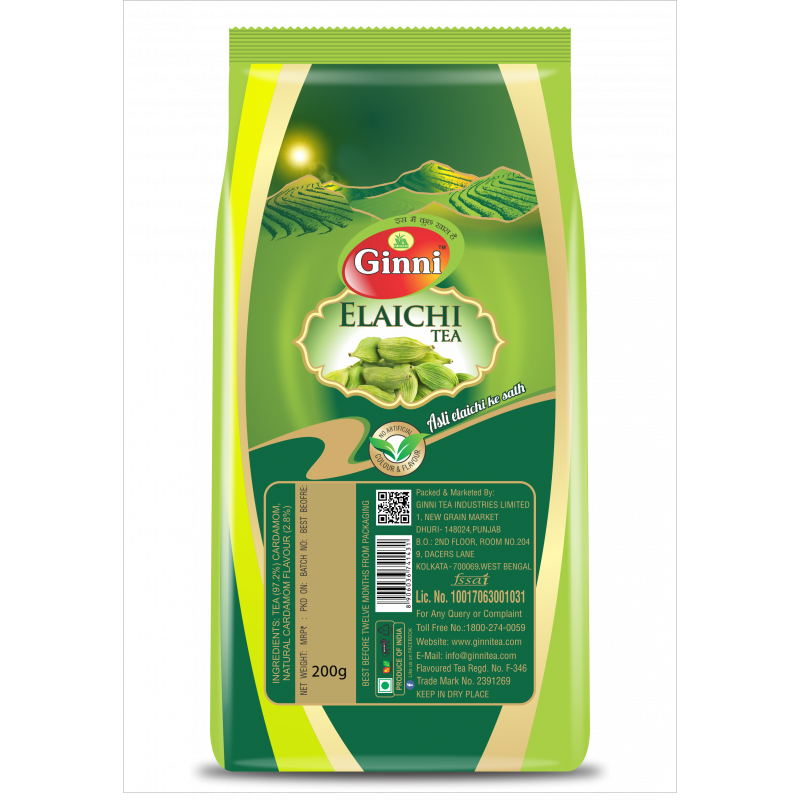 Ginni Elaichi Tea/Cardamom Tea, Made with Real Spices - 2400gms (12 x 200g)