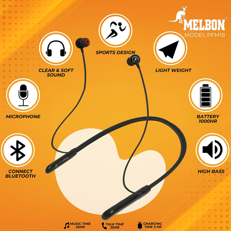 Melbon PFM18 Bluetooth Earphones with mic, Wireless Headphone