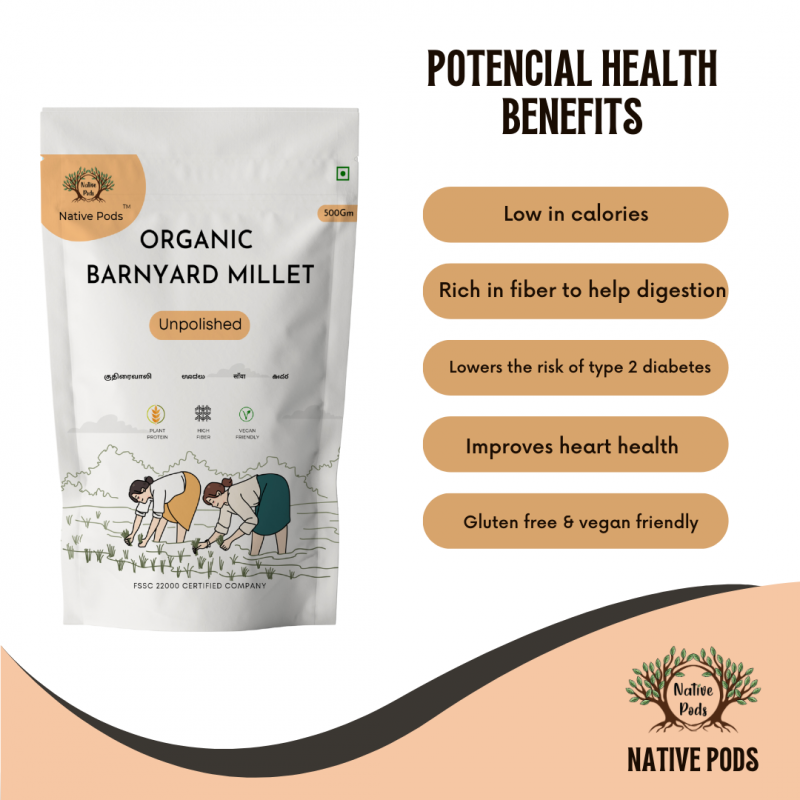 Native Pods Barnyard Millet Unpolished 500gm- Sanwa - Gluten free and ...