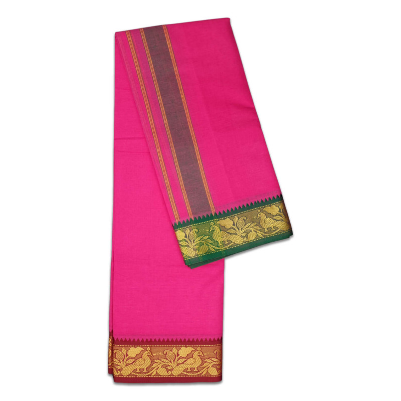 Jaquad Fancy Border Pink Color Dhoti 4 Inch Border 9X5