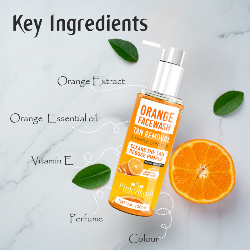 Pink Root Orange Face Wash (100 ml) - Anti-Tan, Skin Lightening ...