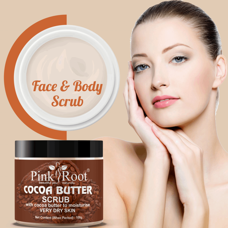 Pink Root Cocoa Butter Scrub 100gm, Removes Dirt, Tan Removal ...