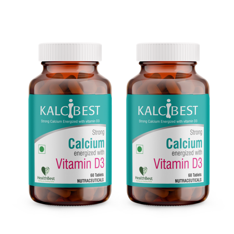 HealthBest KalciBest Calcium+ Vitamin D3 60 Tablets| Pack of 2