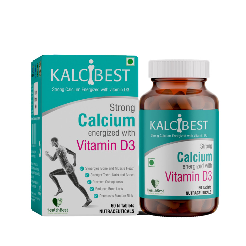 HealthBest KalciBest Calcium+ Vitamin D3 60 Tablets| Pack of 2