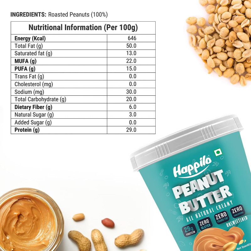 Happilo All Natural Peanut Butter Creamy 500g