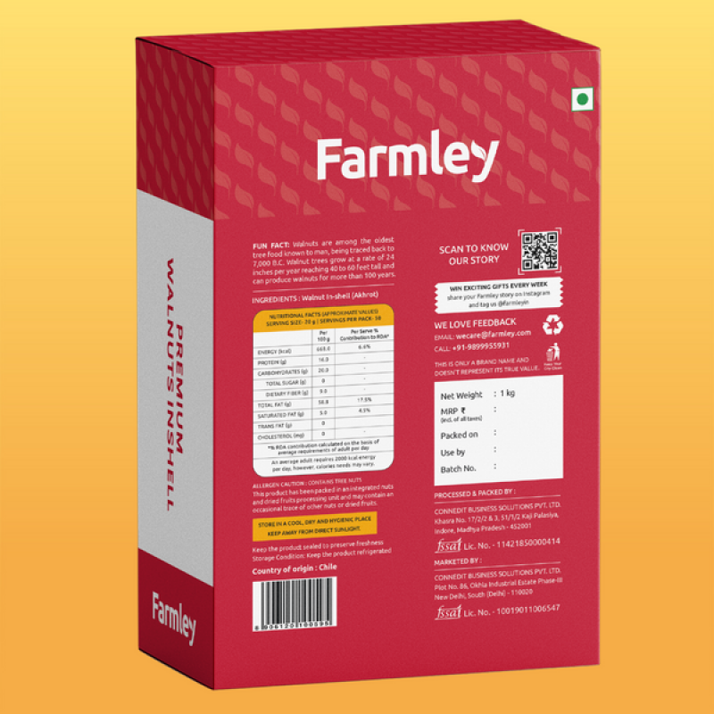 Farmley Premium Jumbo Inshell Walnut - 1 kg | Akhrot, Dry Fruits, Walnut With Shell, Natural ...