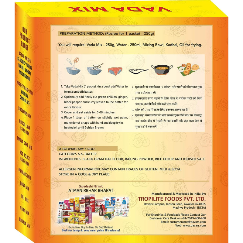 Tropolite Instant Breakfast Vada Mix Powder - 500 gm, Traditional ...