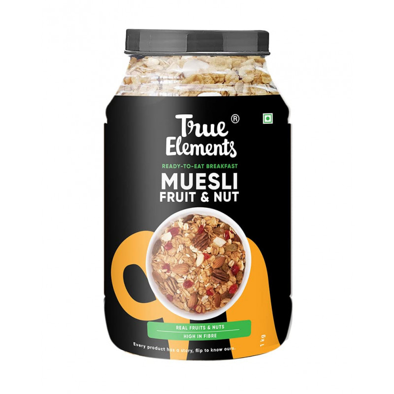 True Elements Fruit and Nuts Muesli 1kg - With Real Fruits & Almonds ...