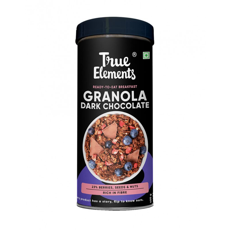 True Elements Crunchy Dark Chocolate Granola 450g - With Berries Nuts ...
