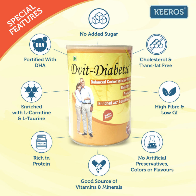 KEEROS Dvit Diabetic powder - Vanilla Flavour , High Fiber, Balanced ...