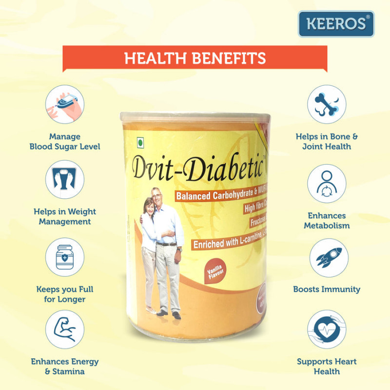 KEEROS Dvit Diabetic powder - Vanilla Flavour , High Fiber, Balanced ...