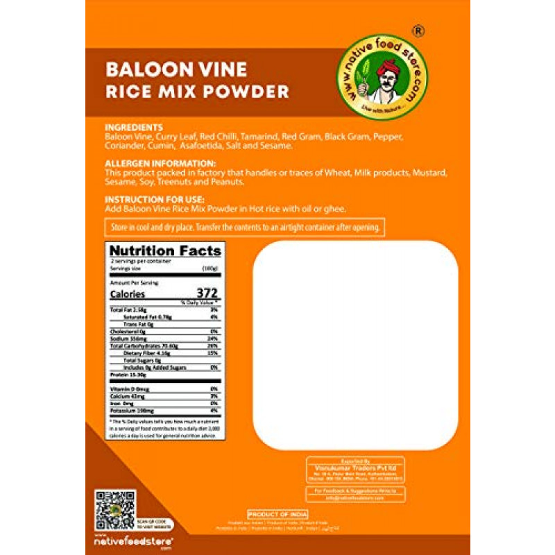 Nativefoodstore Balloon Vine/Mudakathan Rice Mix Powder-200gms ...