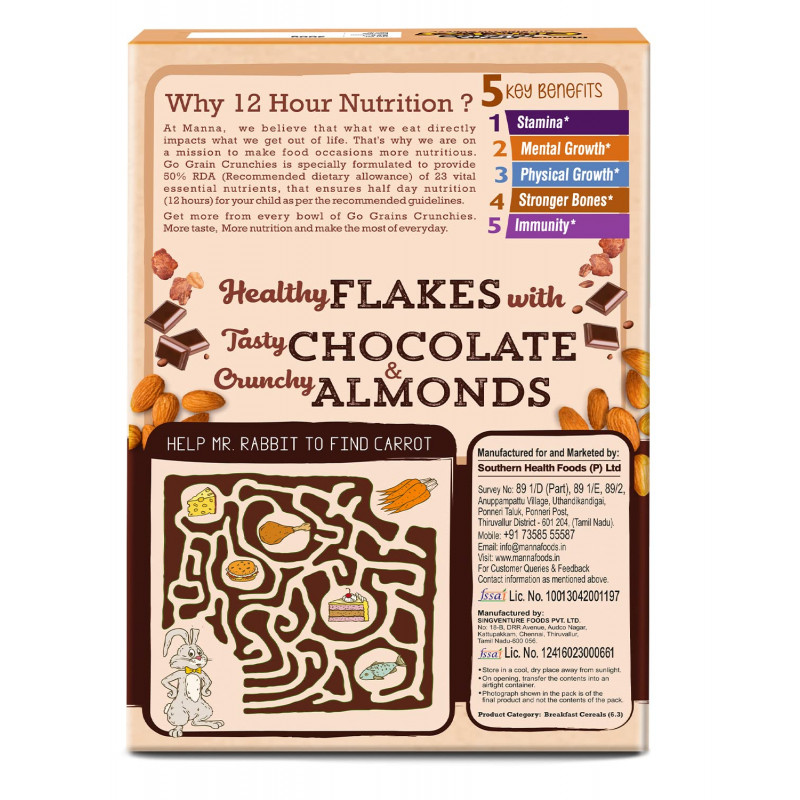 Manna Breakfast Cereal (Multigrain) | Real Chocolate | Millets, Nuts ...