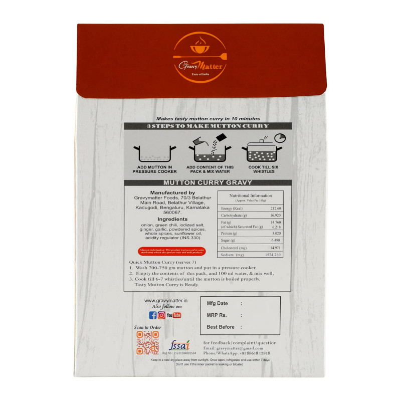 GravyMatter Mutton Curry Gravy, Pre-cooked, Ready-to-use | Easy and ...