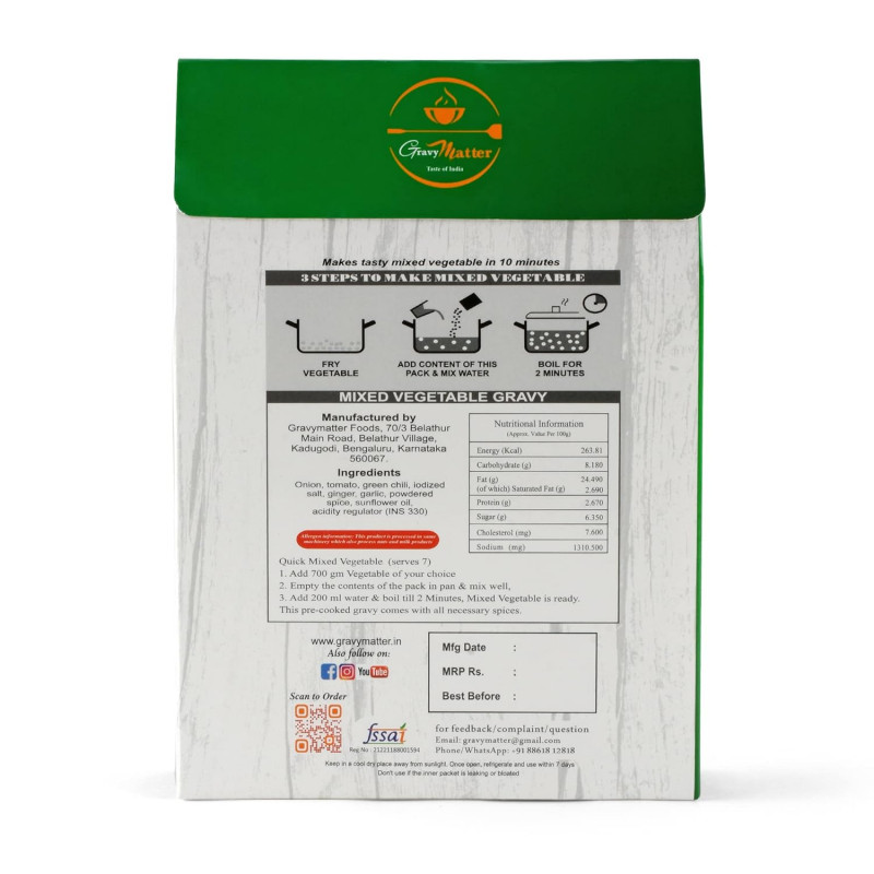 GravyMatter Mixed Vegetable Gravy, Pre-cooked, Ready-to-use | Aromatic ...