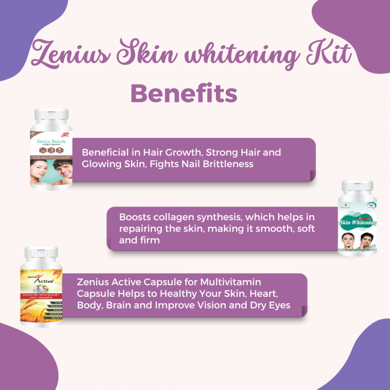 Zenius Skin Whitening Kit Beneficial To Dry Eyes & Skin Whitening and ...