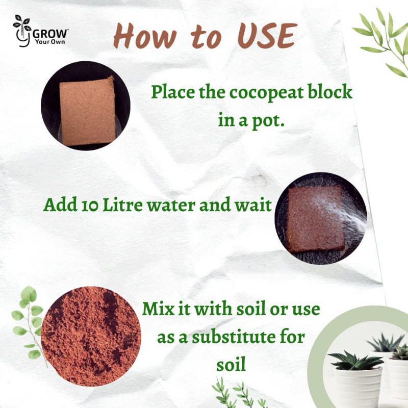 Grow Your Own Cocopeat Brick 100% Natural Cocopeat Block for Garden ...