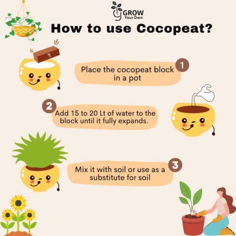 Grow Your Own Cocopeat Brick 100% Natural Cocopeat Block for Garden ...