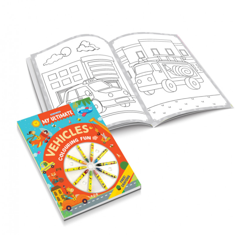 My Ultimate Vehicles Colouring Fun Book with Free Crayons | Coloring ...