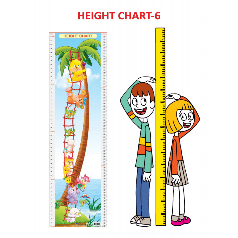 Coconut Tree Cartoon Theme Wall Hanging Growth Chart | 61-183cm | Eye ...