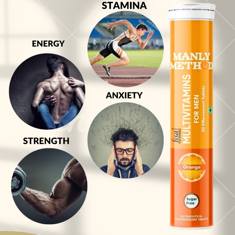 Manly Method Multivitamin Immunity Power Orange Flavor Effervescent ...