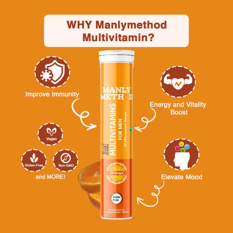 Manly Method Multivitamin Immunity Power Orange Flavor Effervescent ...