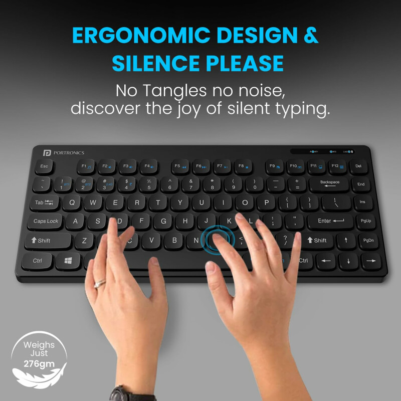 Portronics Bubble Wireless Keyboard Black | Stylish & Compact Typing ...