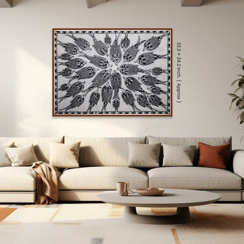 Palak Saxena Fish Raas Painting | Madhubani painting for home decor ...