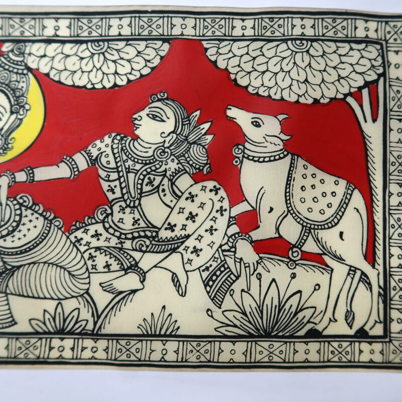 Handmade Pattachitra Painting On Silk Cloth | Krishna Ji With Gopiyas ...