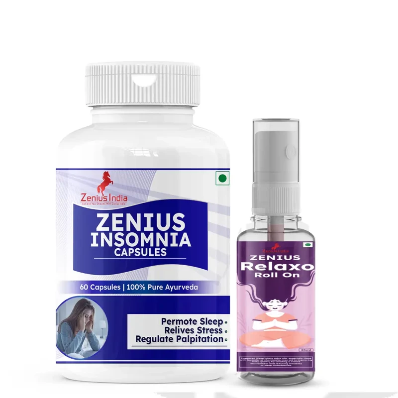 Zenius Relaxo Kit with Herbal Stress Relief Capsules & Ayurvedic Roll ...