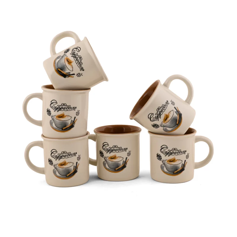 Hitkari Porcelain Coffee Mugs Set – 6 Piece M3 Cappuccino | Premium 300 ...