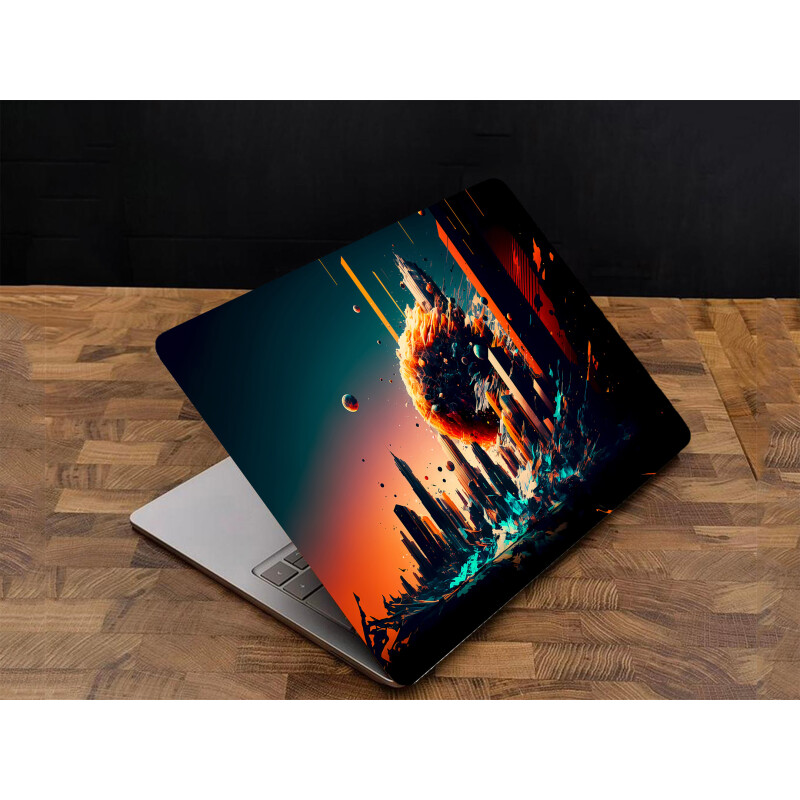 Futuristic Cityscape Cosmic Chaos Laptop Skin Sticker | Premium ...